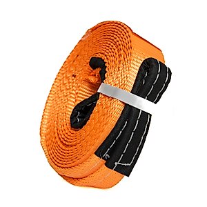 HiGear 2" X 30', 6.5 Ton 2 Inch X 30 Ft. Polyester Tow Strap Rope 2 Loops 14,000lb Towing Recovery 2x30 by Alfa Wheels (Orange, 2in 30ft 2x30)