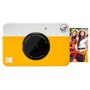 Kodak Printomatic Instant Camera (Yellow) Gift Bundle + Zink Paper (20 Sheets) + Deluxe Case + 7 Fun Sticker Sets + Twin Tip Markers + Photo Album.