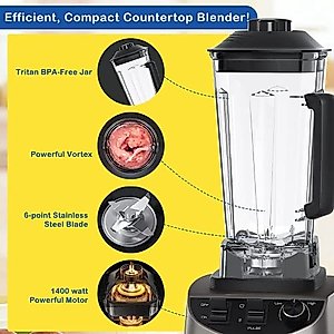 Blender Smoothie Maker, Blender 1400W with 1.8L BPA-free Tritan Container, Professional Baby Food Processor and Juicer Blender with 2 Home Modes