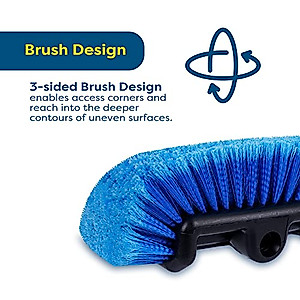 SCRUBIT 12" Car Wash Brush with Soft Bristles for Car Truck Boat Deck & House Cleaning, Exterior Washing Brush Connects with Pole & Hose Storage Bag Included (Blue)