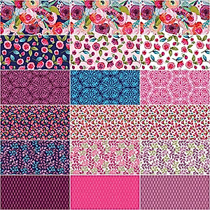 Blissful Blooms Riley Blake 5-inch Stacker by Lila Tueller, 42 Precut Fabric Quilt Squares, 5 Inches