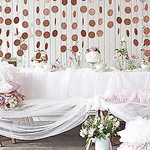 Rose Gold Party Supplies Glitter Grand Paper Dots Hanging - 4 Pack 52 Feet for Bachelorette Party,Wedding, Birthday Party Decoration