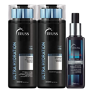 Truss Ultra Hydration Shampoo and Conditioner Set Bundle with Amino Miracle Heat Protectant Hair Spray