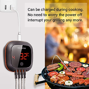 Inkbird Bluetooth Grill BBQ Meat Thermometer with Dual Probes Digital Wireless Grill Thermometer, Timer, Alarm,150 ft Barbecue Cooking Kitchen Food Meat Thermometer for Smoker, Oven, Drum