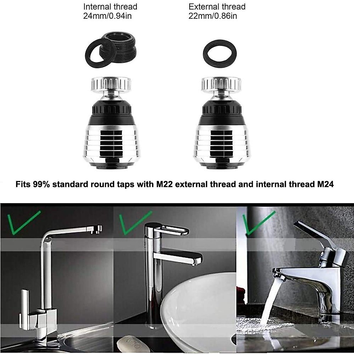 360 Rotate Swivel Water Saving Tap Aerator Diffuser Faucet Nozzle Filter Adapter …
