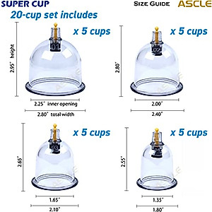 ASCLE Super Cupping Set, Shockproof Heatproof Extra Thick Cups, Water Repellent Shockproof Professional Carrying Case, 20 Cups