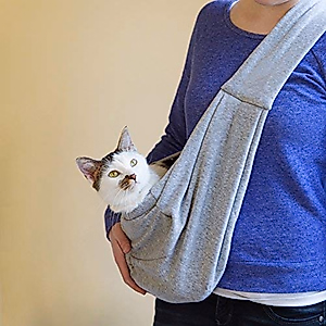 iPrimio Reversible Hands Free Pet Carrier Sling Bag: Soft Cat Sling, Dog Carrier Sling, Cat Papoose Carrier Front, Puppy Sling, Cat Carrier & Pet Sling Carrier for Cats - Black (Fits Small Pets)