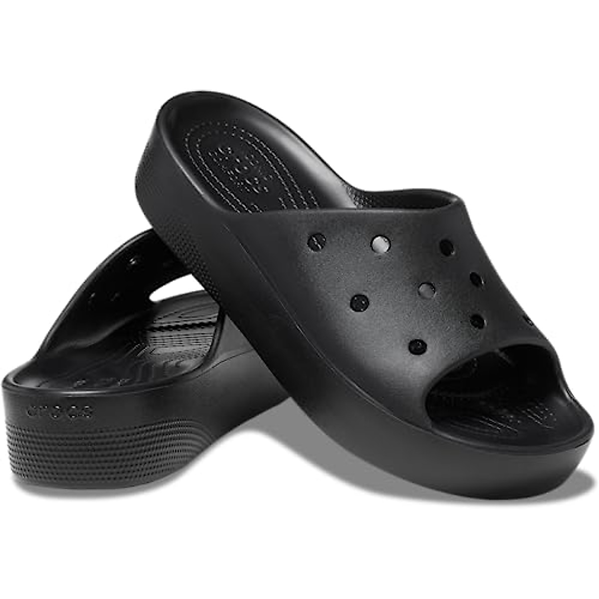 Crocs Women's Classic Slide | Platform Sandals, Black, 6