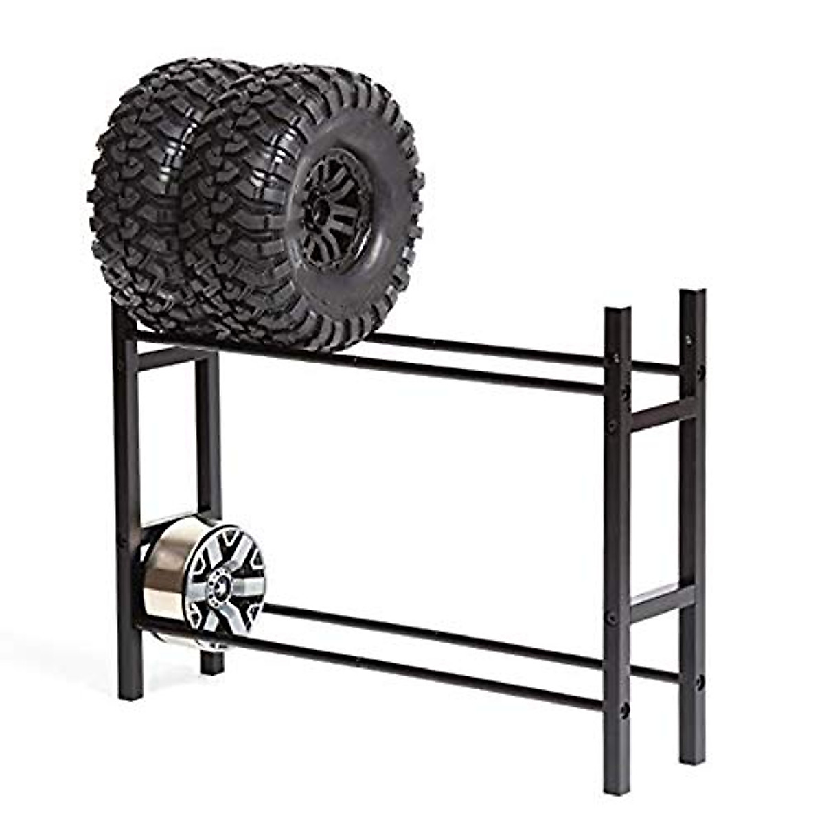 Facibom Tire Rack Storage Garage Organizer for TF2 SCX10 D90 TRX4 1/10 RC Car Truck Crawler Tires,Black
