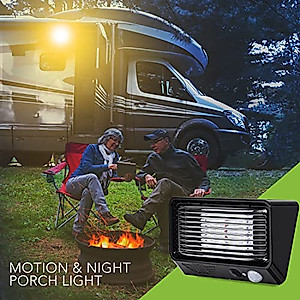 Leisure LED RV Exterior Motion Sensor Porch Utility Light 12v 300 LM Lighting Fixture. Replacement Lighting for RVs, Trailers Campers 5th Wheels White Base (Black)