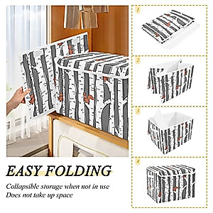 Krafig Cartoon Cute Animal Squirrel Foldable Storage Box Large Cube Organizer Bins Containers Baskets with Lids Handles for Closet Organization, Shelves, Clothes, Toys