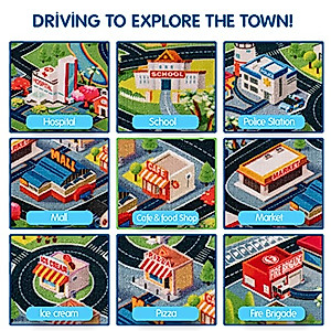 Car Mat for Kids Toy Cars 59X79 Inch Kids Rug,Car Rug Play Mat for Kids,Play Rug for Kids Playroom Bedroom,Road Traffic Kids Play Area Rug Non-Slip Backing, Kids Carpet Playmat Toddler Boys,Children