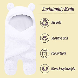 2 Pack Ultra Warm Sherpa Plush Baby Sleeping Swaddle Wrap - Newborn Essentials Must Haves for 0-6 Months - Baby Shower Registry Search Gifts for Boys Girls - Baby Stuff Accessories (Grey and White)