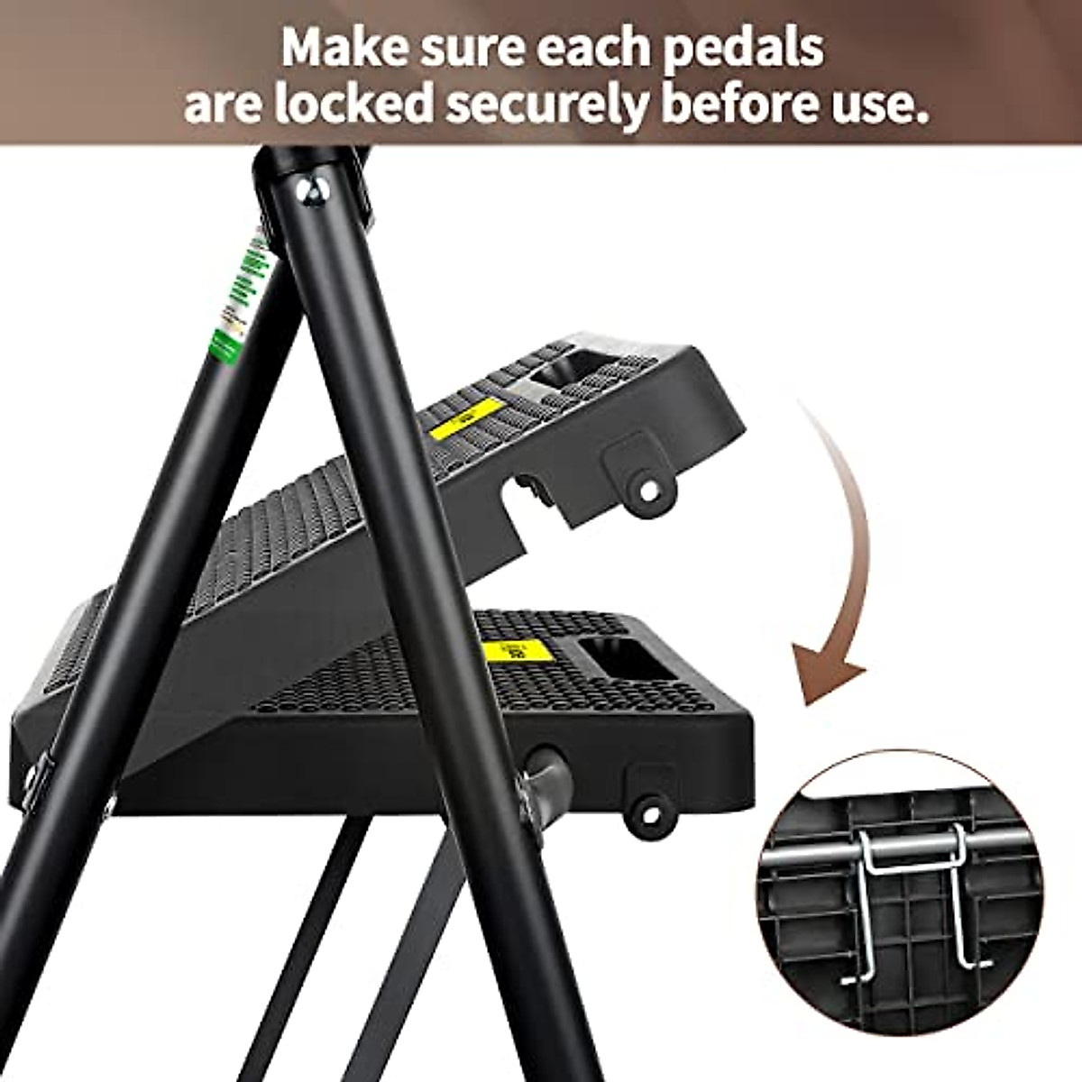 3 Step Ladder Folding Step Stool with Wide Anti-Slip Pedals and Comfort Handgrip for Kitchen Household and Office, Lightweight Capacity 500lbs Sturdy Step Ladder（Black）