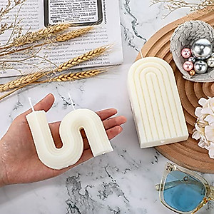2 Pieces Aesthetic Candles Twist Candle Trendy Candles Arch Shaped Candles Minimalist Geometric Shaped Candles Soy Wax Scented Candle Art Decorative S Shape Candle for Wedding Christmas Birthday Gift