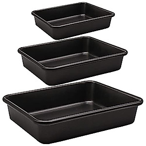 3-Pack Roasting Pan Set, Nonstick Baking Tray Set, Rectangular Bakeware for Oven, Non-Toxic Coating and Durable Quality (Black)