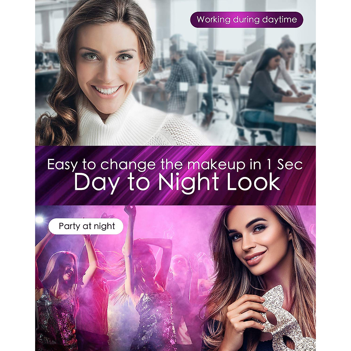 Bisutang Magnetic Eyelashes with Eyeliner, 12-Pair Reusable Magnetic Lashes with 2 Tubes of Magnetic Eyeliner, Glue-free Natural Look Eye Lashes Kit with Scissors Tweezers & Mirror Case