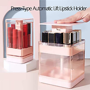 GRACMI Lipstick Holder ，Press-Type Automatic Lift Lip Gloss Holder Organizer, 12 Spaces Clear Makeup Lipgloss Display Case,Dust Free Lipstick Storage Box , Fit Most Lipsticks Lip Gloss(White)