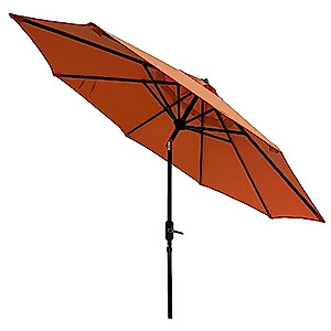 Bayside21 9' Patio Umbrella Outdoor Table Umbrella with Crank, Auto Tilt, Durable Solution Dyed Polyester Fabric Umbrella Canopy, Faded Resistant, UV Protection SPF 50+, Solartex Fabric Orange