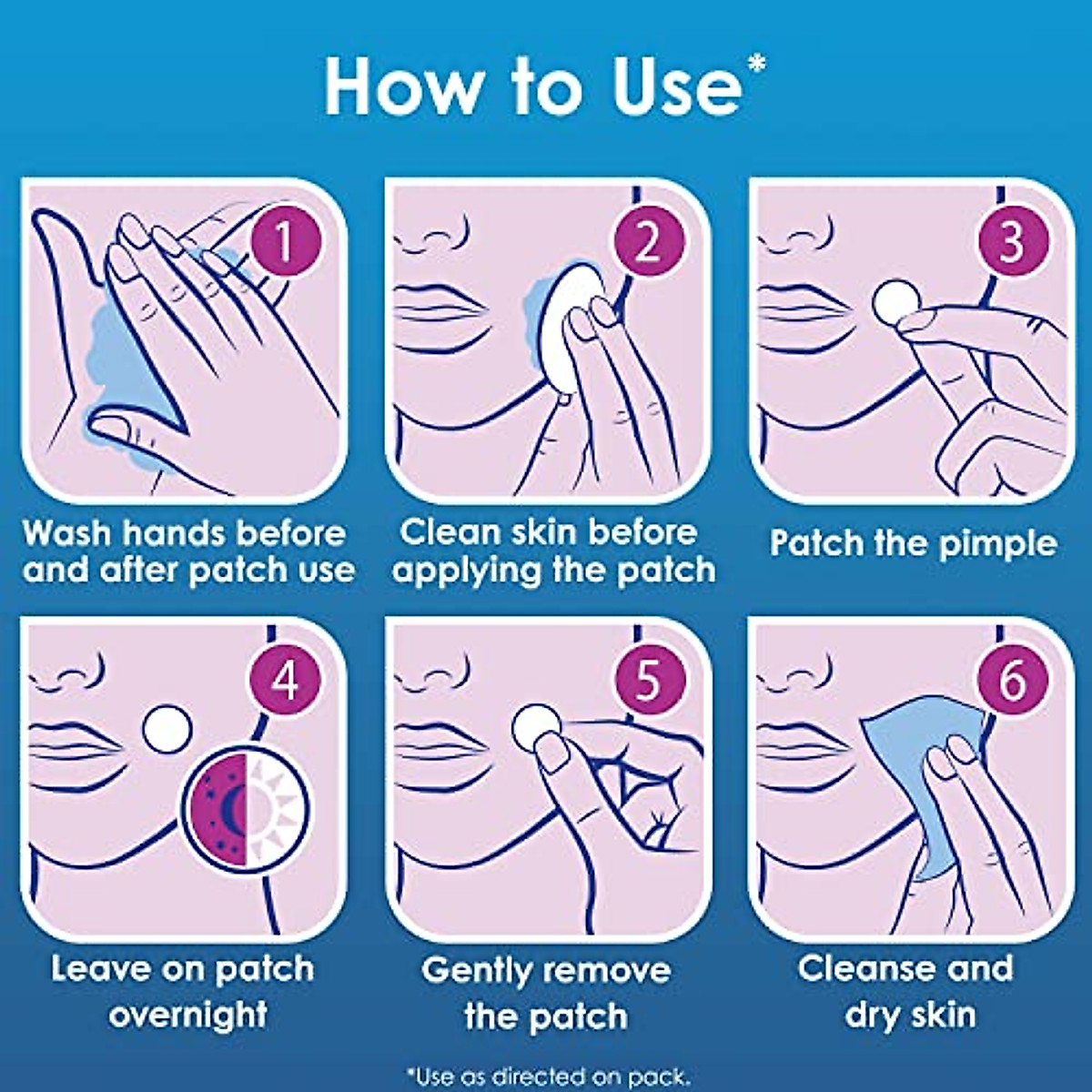 Clearasil Overnight Spot Patches, Advanced Healing Hydrocolloid Acne Pimple Treatment, Blemish Spot Stickers for Face, 18 count