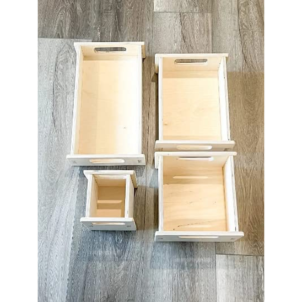 Bush Acres DANI- Montessori Storage Bins Set of 4 - Wooden Storage Boxes - Unfinished wood crate containers for organizing and storing