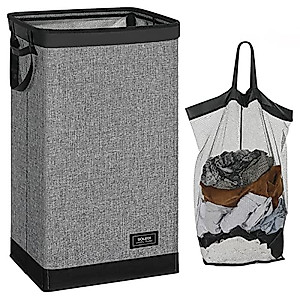 SOLEDI Laundry Hamper 100L Large & Tall Collapsible Laundry Basket, Clothes Hamper with Bag Removable for Clothe and Toys Storage, Grey Dirty Hampers for Bedroom, Bathroom, Dorm, College
