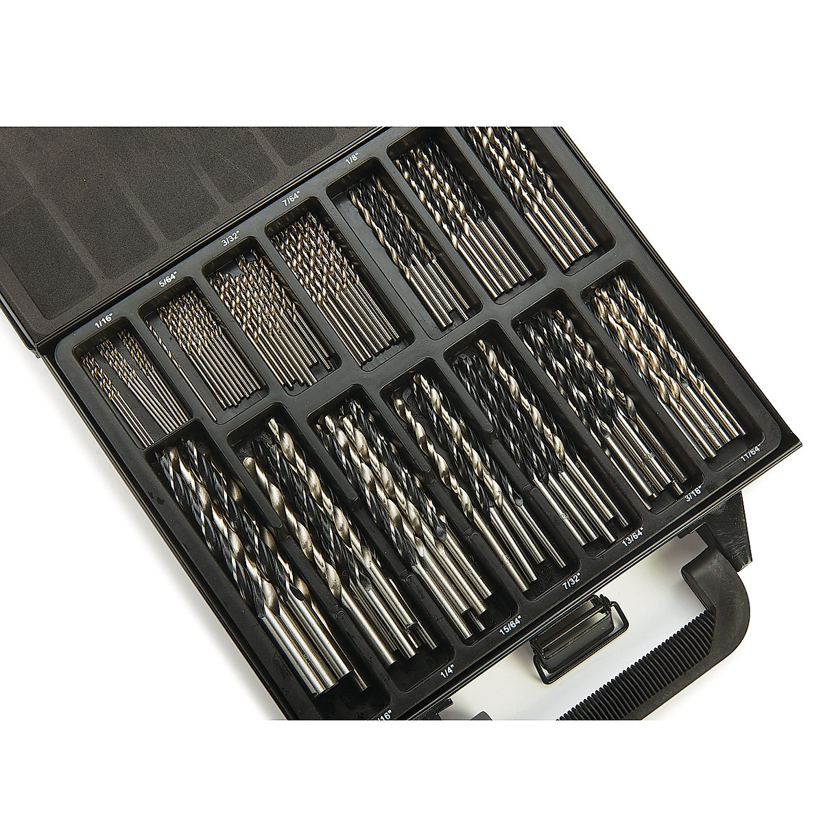 WOODRIVER 100-Piece Combo Brad Point and Twist Drill Bit Box