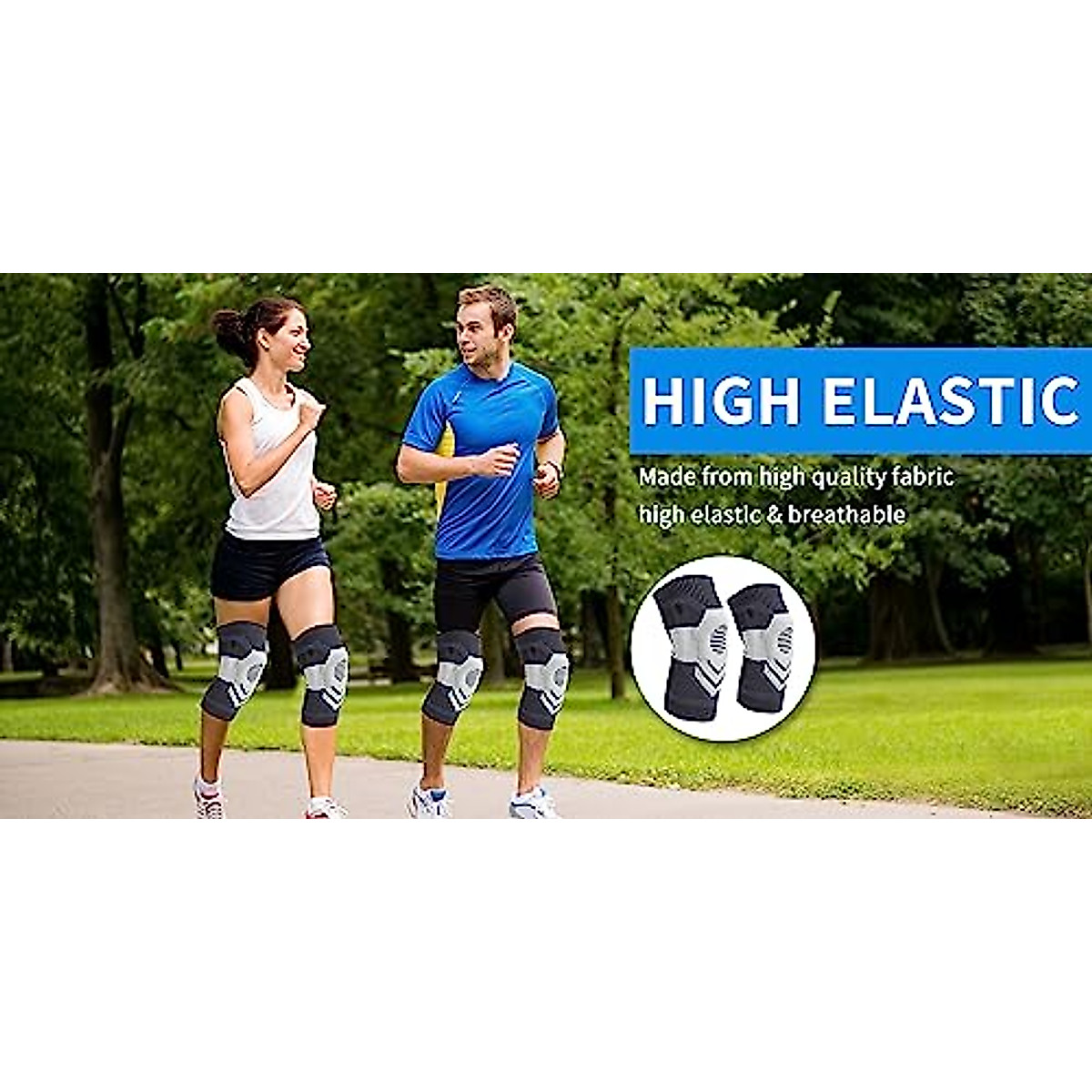 Knee Braces for Knee Pain, 2 Pack Knee Brace, Knee Compression Sleeve, Knee Support with Side Stabilizers & Patella Gel Pad for Workout, Knee Pain Relief, Arthritis, Weight Lifting，Football，Basketball