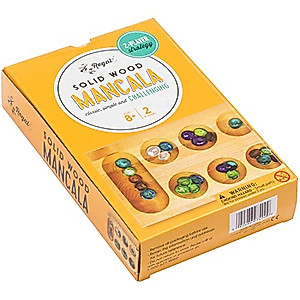 Regal Games - Wooden Mancala Board Game Set - Portable Foldable Wooden Board, 48 Glass Mancala Stones, and Mancala Instructions - for Large Groups, Parties, Travel, Family Events, Adults, and Kids