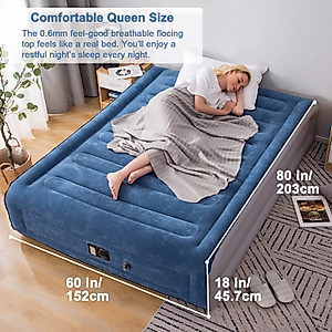 Jaroky Air Mattress, Air Mattress Queen with Built in Pump, Inflatable Blow Up Mattress in 3 Mins Inflation/Deflation, 660lb Max, 80 × 60 × 18 inch Queen Size Air Bed Suit for Home, Camping, Travel.