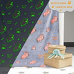 Cute Corgi Blanket Corgi Gifts for Corgi Lovers Glow in The Dark Blanket Flannel Plush Kids Blanket Corgi Stuff Decor Home Soft Flannel Blanket for Couch Sofa Christmas Birthday Gifts