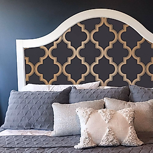 Tempaper Midnight & Metallic Gold Marrakesh Removable Peel and Stick Wallpaper, 20.5 in X 16.5 ft, Made in the USA