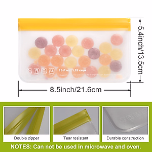 Roonoo 10 Pack Dishwasher Safe Reusable Snack Bags, Reusable Storage BPA Free Freezer Bags, Leakproof Bags Food Storage