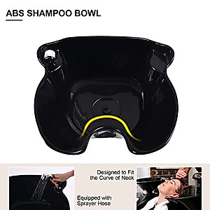 Paddie Portable Shampoo Bowl with Electric Pump and 2 Water Tanks, Portable Hair Washing Sink with Sprayer for Salon Home, Black