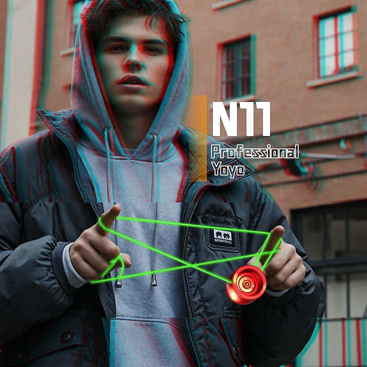 MAGICYOYO N11 Professional Unresponsive Yoyo for Kids, Pro Trick Yo Yo for Adults/Advanced, Dual Purpose Metal Yo-yo Replacement Responsive Yoyo Bearing + 12 Yo yo Strings + Storage Bag