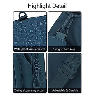 Niumike Small Sling Bag with Adjustable Straps Crossbody Chest Bags Lightweight Water-resistant Daily Backpack for Women Men Casual Outdoor Traveling Hiking, Black