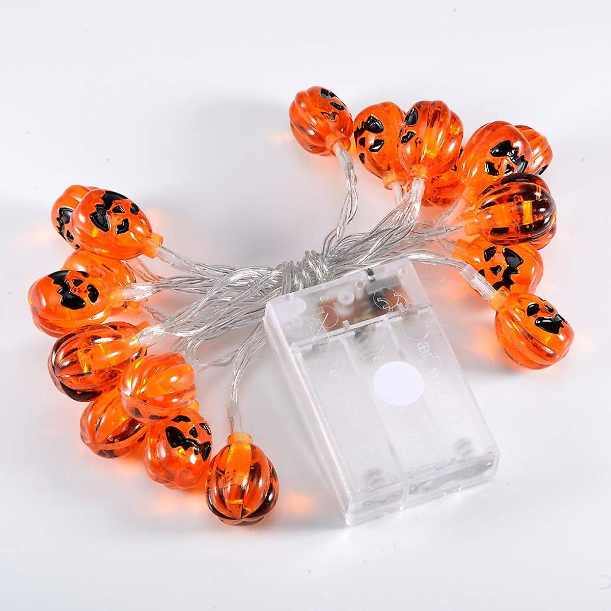 2 Pack Halloween Decoration Pumpkin String Lights, 9.8ft Total 40 LED Battery Operated 3D Halloween Light, Outdoor Decorative Lights for Patio, Garden, Gate, Yard, Halloween Christmas Decoration