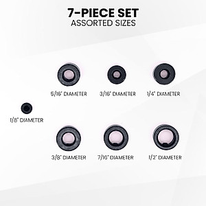 Drixet Drill Stop Bit Collar Set – Kit Includes: 1/8", 3/16”, 1/4”, 5/16”, 3/8”, 7/16” and 1/2-Inch with Allen Wrench to Tighten The Stops Set-Screws (7-Piece)