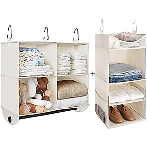 StorageWorks 4 Section Hanging Closet Organizer with Garment Rod, Adjustable Hanging Closet Organizers