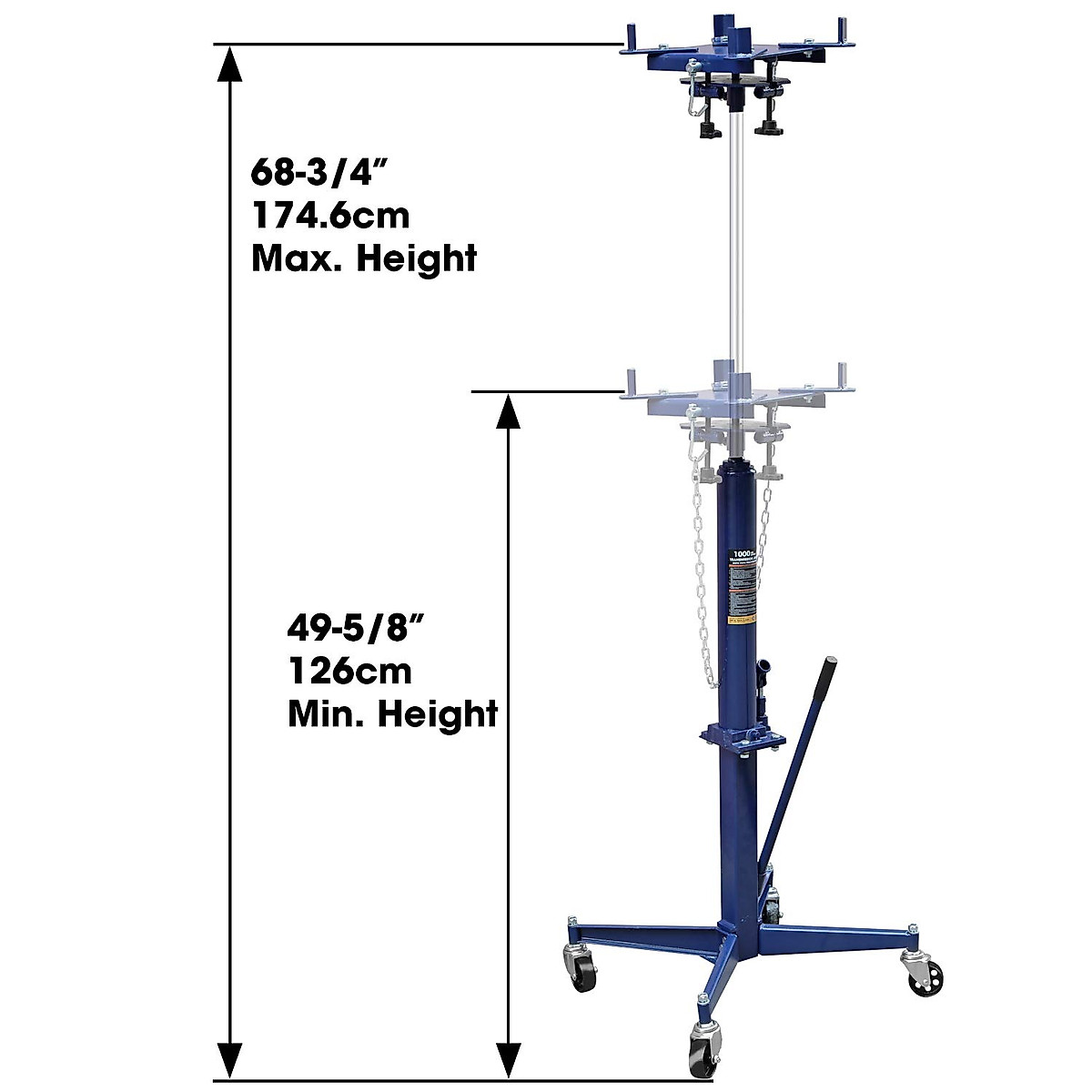 TCE ATR4053U Torin Hydraulic Garage/Shop Telescoping Transmission Floor Jack: 1/2 Ton (1,000 lb) Capacity, Blue