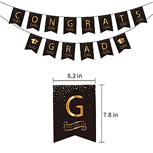 2022 Graduation Decorations, Graduation Decor Black and Gold, Graduation Banner, Hanging Swirls, Paper Pom Poms Flowers, Photo Backdrop, Graduation Party Supplies 2022