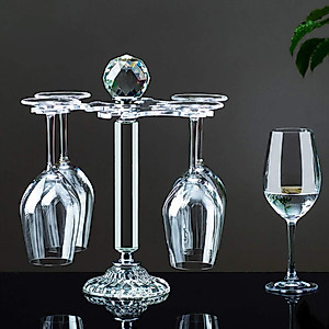 Elegant Desktop Crystal Glass Stemware Rack/Rotate 8 Wine Glass Storage Holder Stand Air Drying Rack Transparent