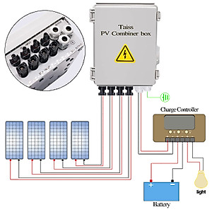 Taiss 2016PCS Electronics Components Kit Assortment +PV Combiner Box 4 String with 15A Rated Current Fuse Circuit Breaker Lightning Arreste and Solar Panel Cable Connectors Solar Combiner Box