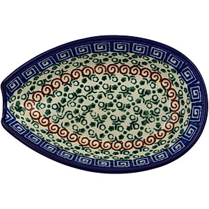 Polish Pottery 4¾-inch Spoon Rest made by Ceramika Artystyczna (Grecian Sea Theme) + Certificate of Authenticity