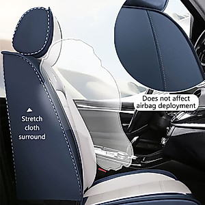 Car Seat Covers Fit for Jeep Grand Cherokee 2011-2022,2 Seat Car Seat Cover,No-Slip Waterproof Breathable Faux Leather Automotive Seat Covers Auto Interior Covers,2PCS Front,Cream Blue