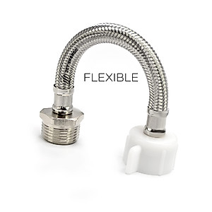 Jet Spargo Toilet Supply Hose Extension Connector - 6 Inches 7/8 Male To 7/8 Female - Flexible Adapter - Stops Leaking Of Bidet Sprayer T Adapter - Can Be Used For Skirted Toilet