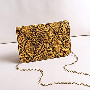 Unique Snake Skin Magnetic Closure Crossbody Purse Shoulder Bag for Women & Girls (Yellow)