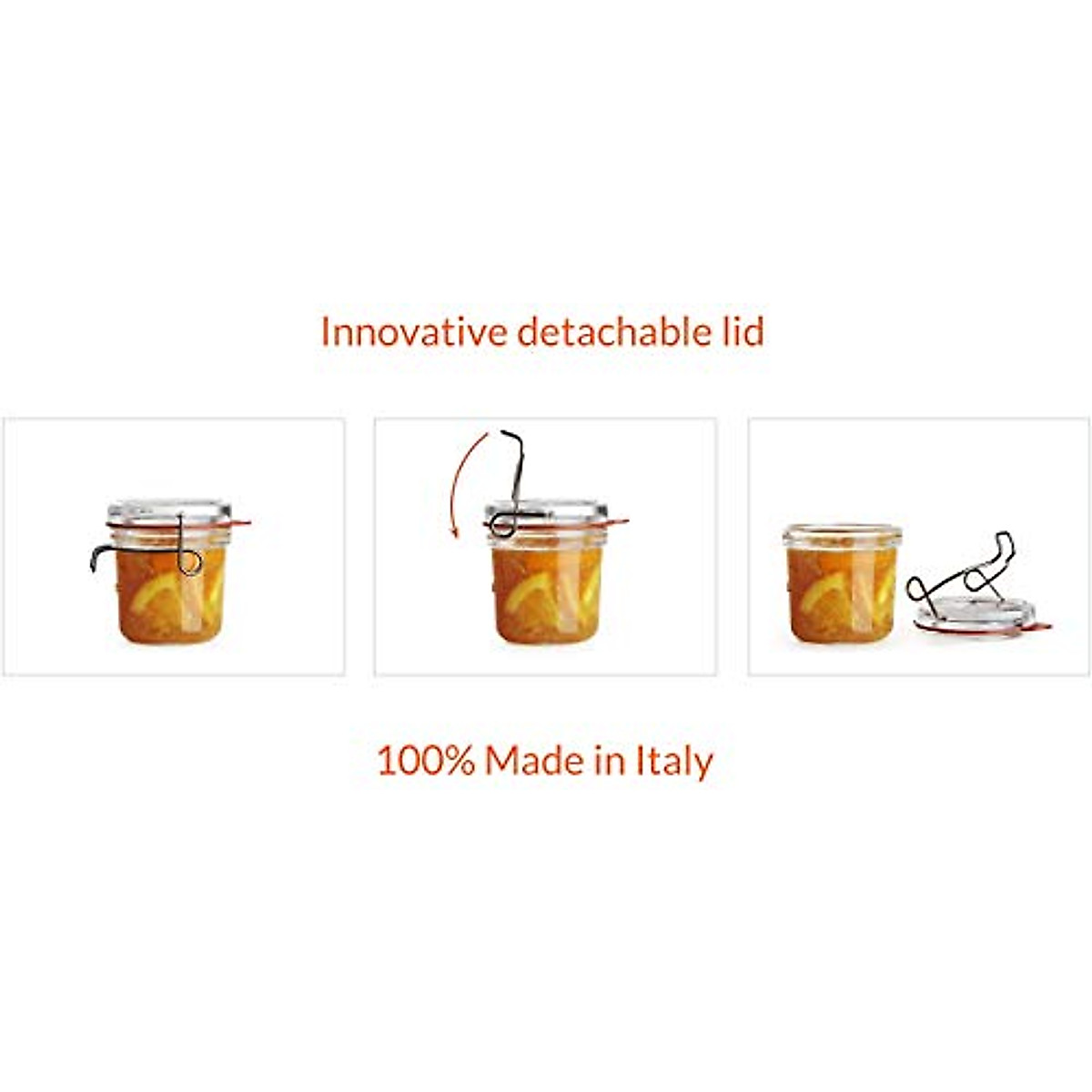 Luigi Bormioli Lock-Eat 3 Piece Jar Set 25.25 oz, 50.75 oz, 34 oz, Set of 3, Clear