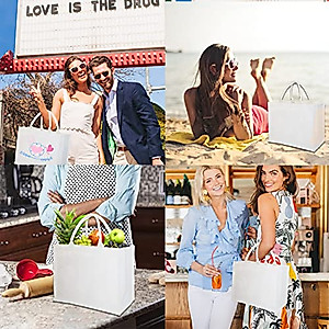 RSLUX Burlap Gift Bags Bulk，Reusable Jute Tote Bag with Laminated Interior and Cotton Handles, Plain Burlap Bags for Shopping Craft Embroidery Painting Decoration DIY,Wedding Party, 6 Packs