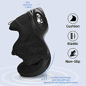 Dance Shoes for Women Jazz Shoes Women Dance Sneakers Breathable Air Cushion Split Sole Athletic Walking Dance Shoes A Black,8.5
